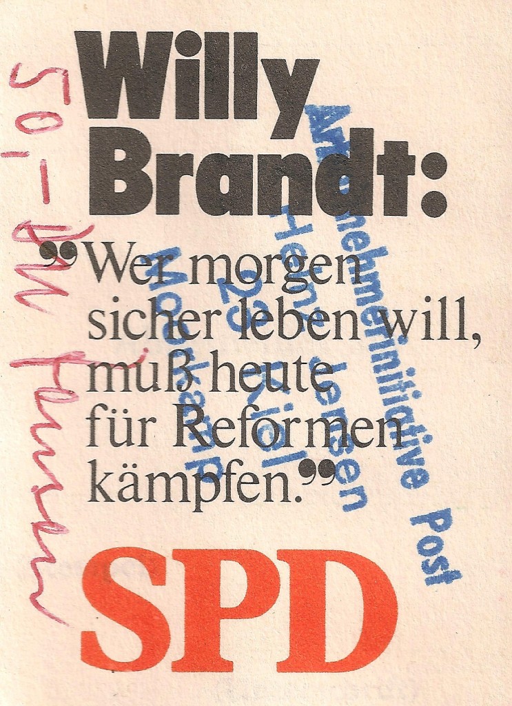 SPD – Spendenmarke – Willy Brandt Zitat – ca 1972 : Geschichtsdokumente.de SPD – Spendenmarke – Willy Brandt Zitat – ca 1972 : Geschichtsdokumente.de